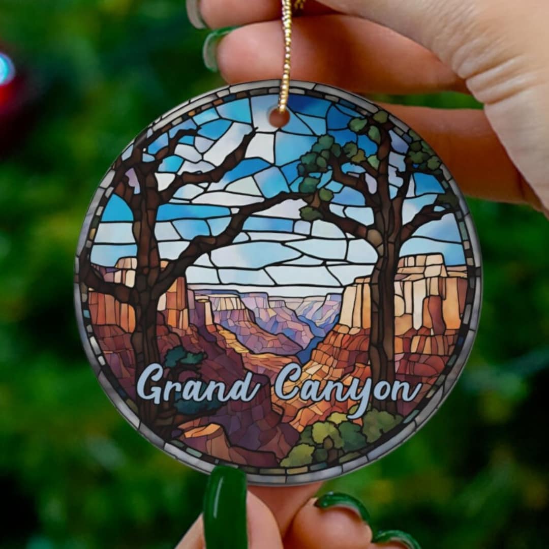 Grand Canyon Ornament, Faux Stained Glass Ornament, National Park Gift ...