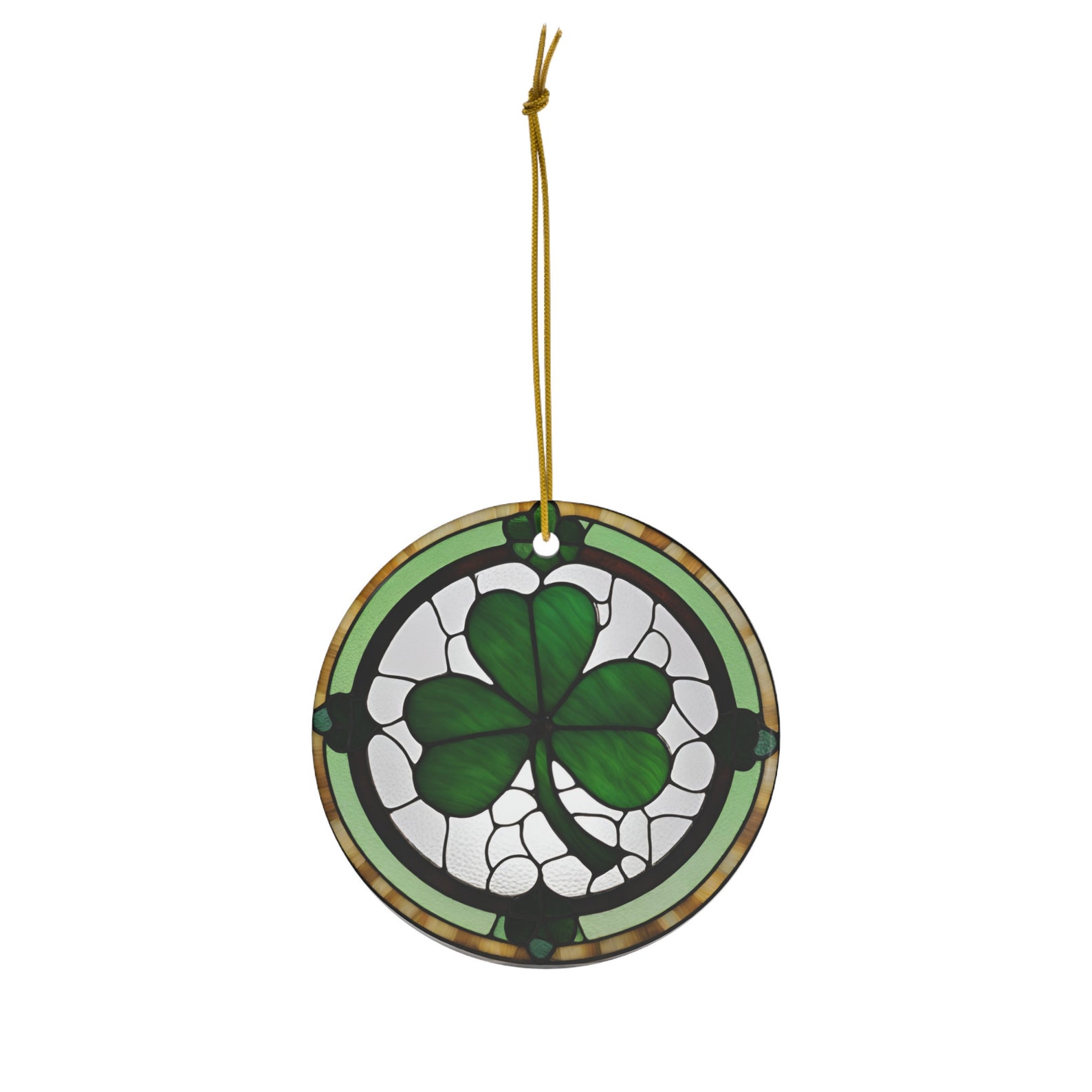 Irish Shamrock Ornament, Faux Stained Glass Ornament, Holiday Gift Idea ...
