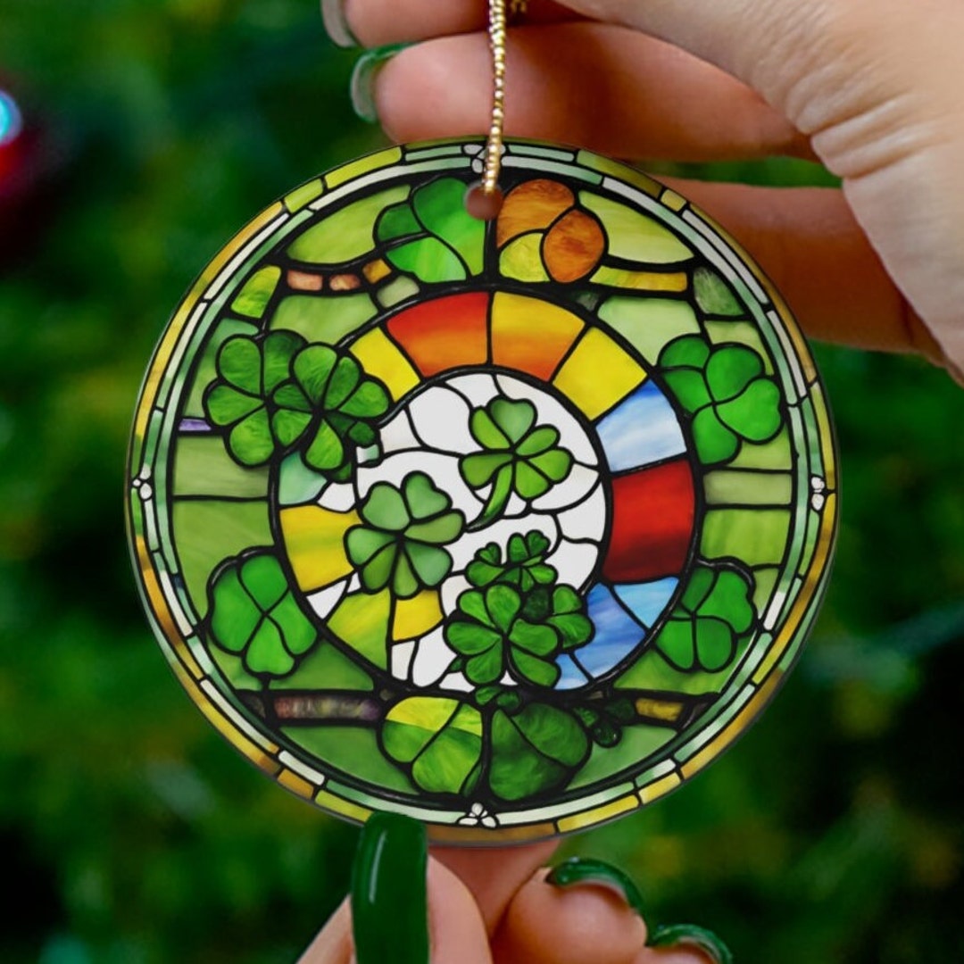 Shamrock Ornament, Faux Stained Glass Ornament, Ireland St Patricks Day ...
