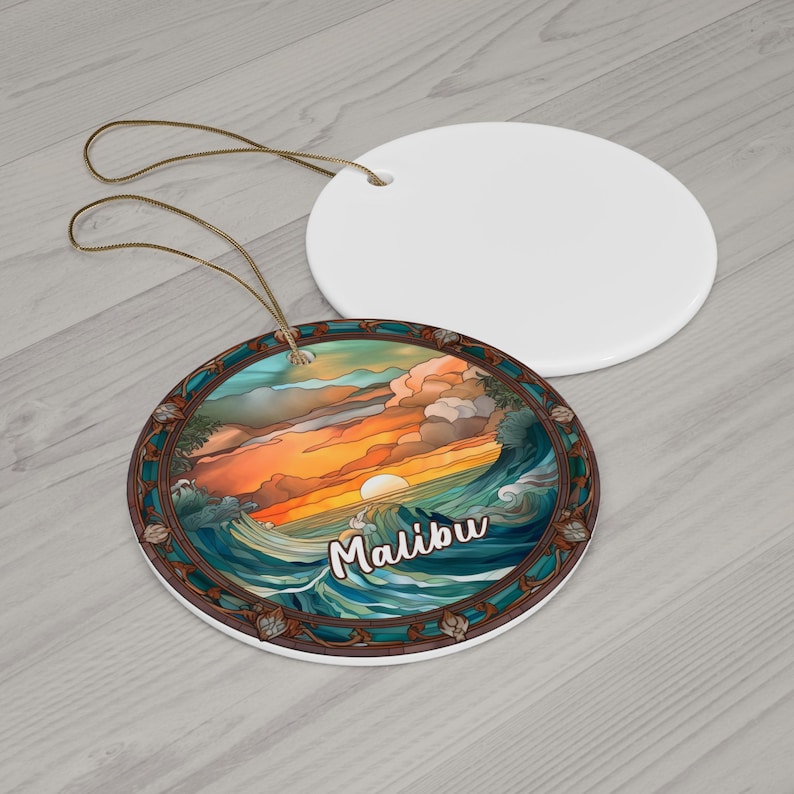 Malibu Ornament, California Beach Sunset Travel Gift, Family Vacation ...