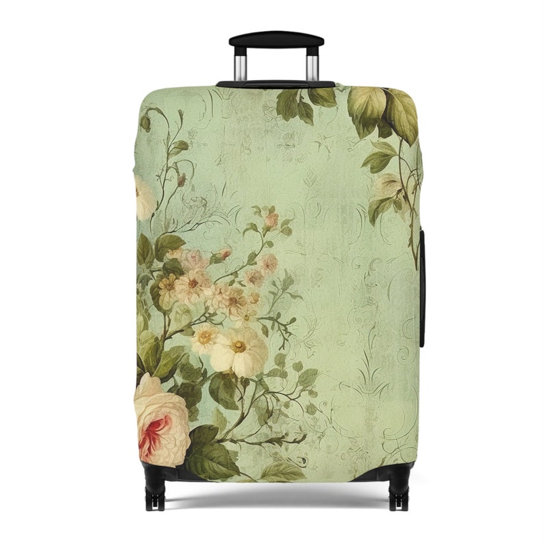 Vintage Style Botanical Rose Luggage Cover, Pretty Peach Pink Floral ...