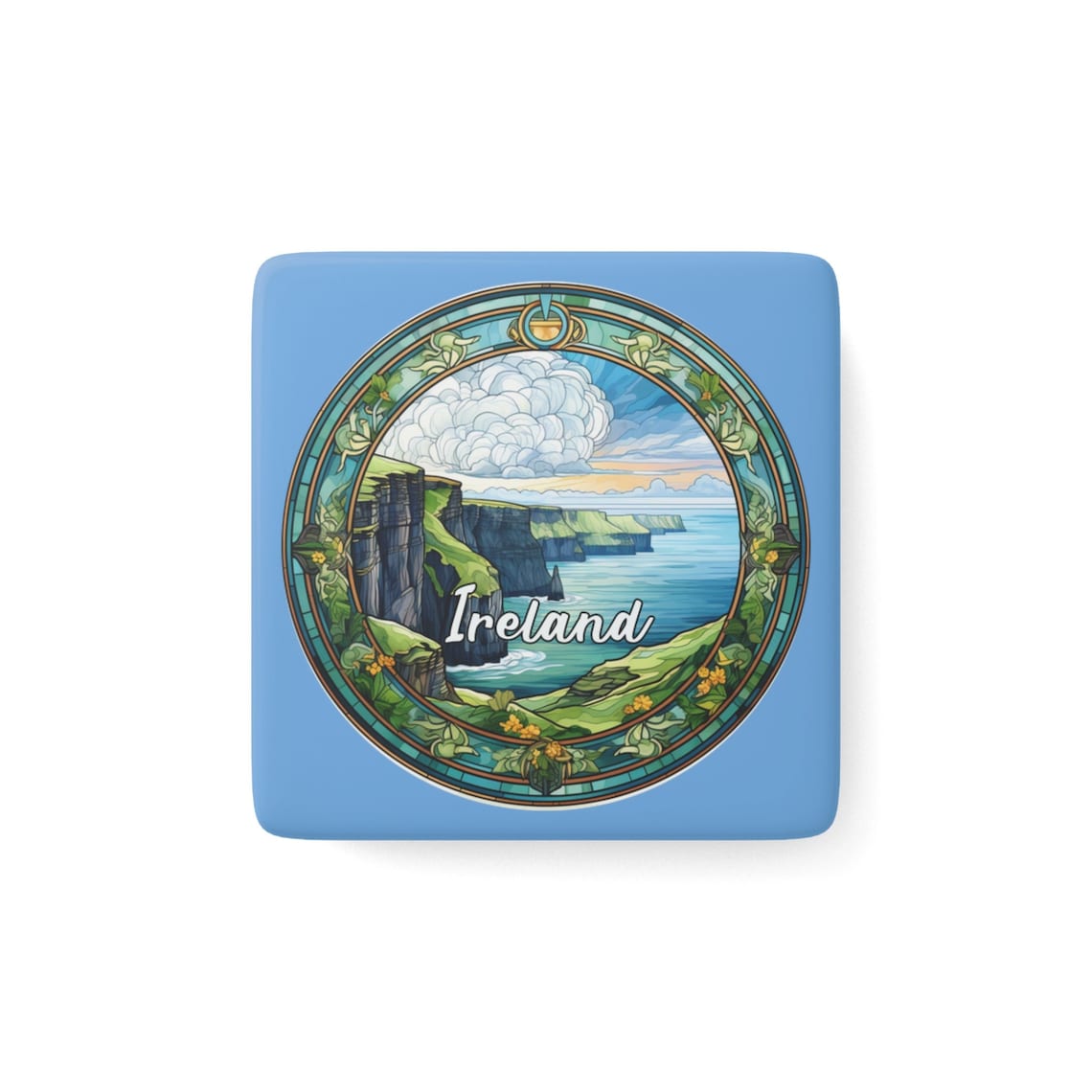 Ireland Magnet, Travel Gift, Faux Stained Glass Refrigerator Magnet ...