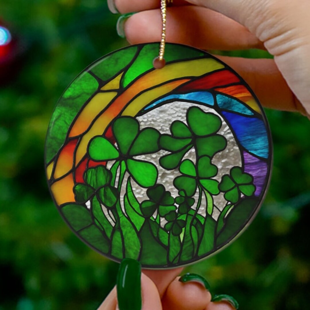 Shamrock Ornament, Faux Stained Glass Ornament, Ireland St Patricks Day ...