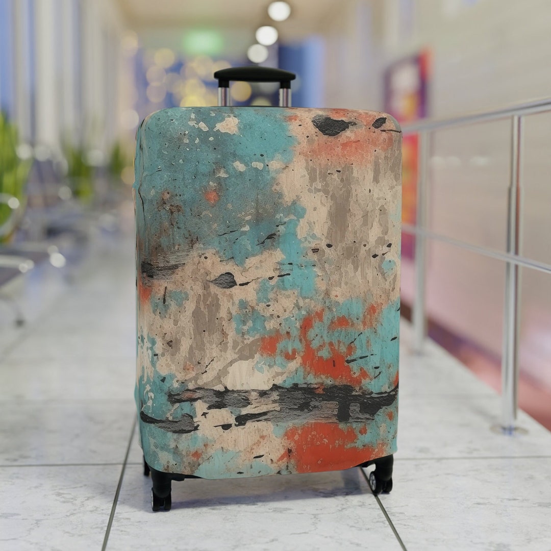 Grunge Powder Blue Luggage Cover, Custom Travel Gift, Vacation Gifts ...
