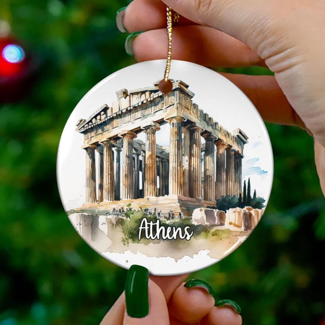 Athens Ornament, Greece Family Travel Gift, Greek Parthanon Round ...