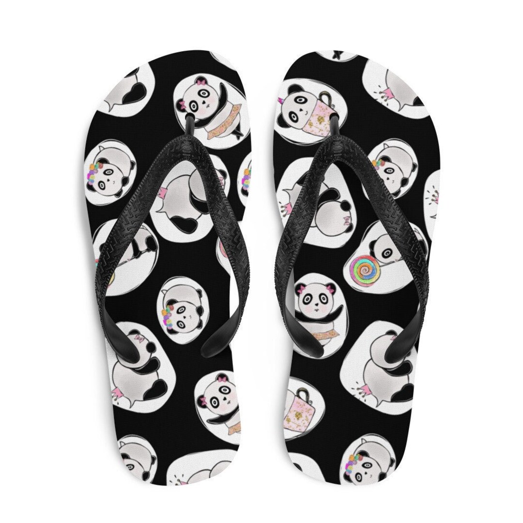 Panda Flip Flops Black and White Summer Sandals for Beach - Etsy