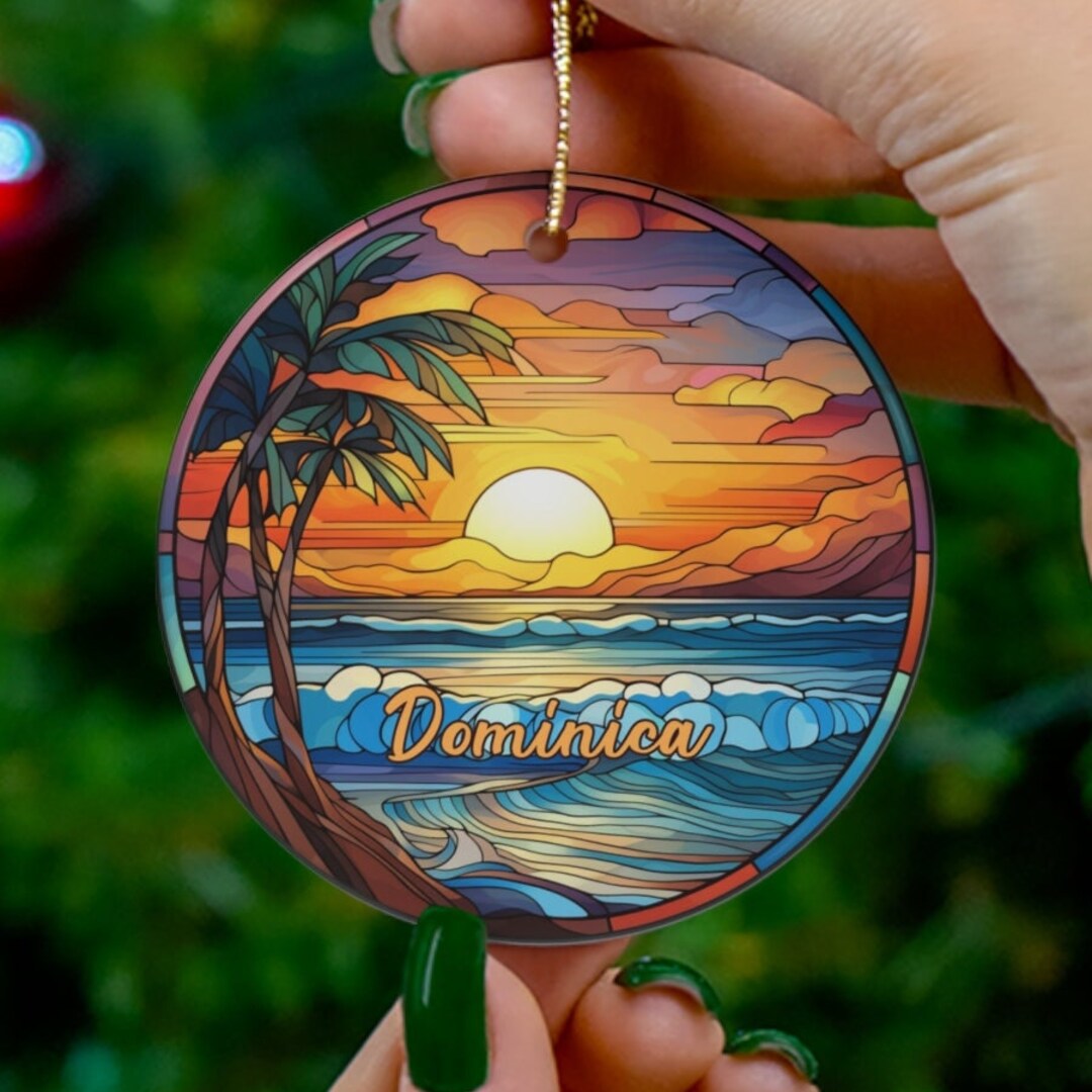 Dominica Ornament, Faux Stained Glass Christmas Decoration, Holiday ...