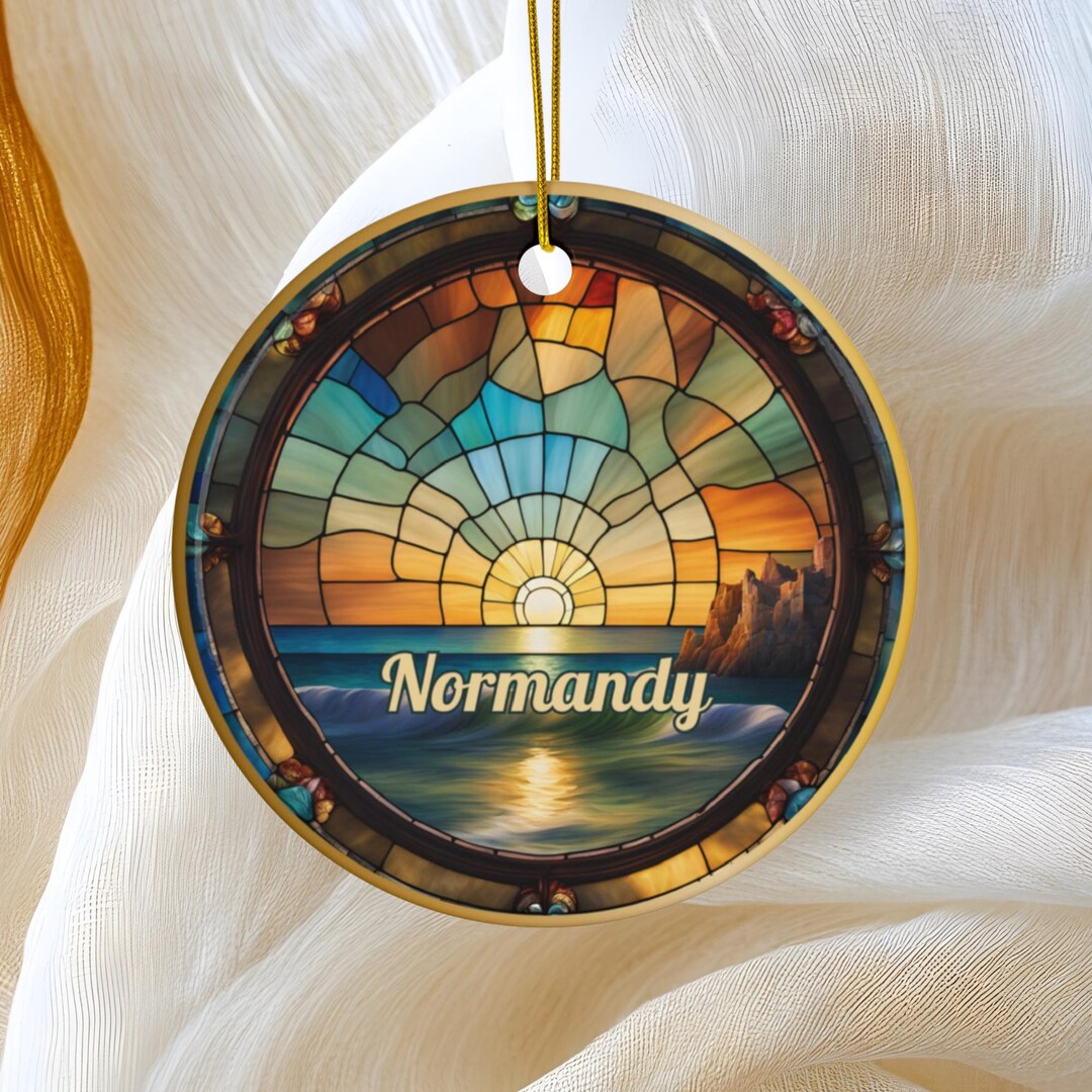 Normandy Beach Ornament, France Christmas Tree Ornament, Holiday ...