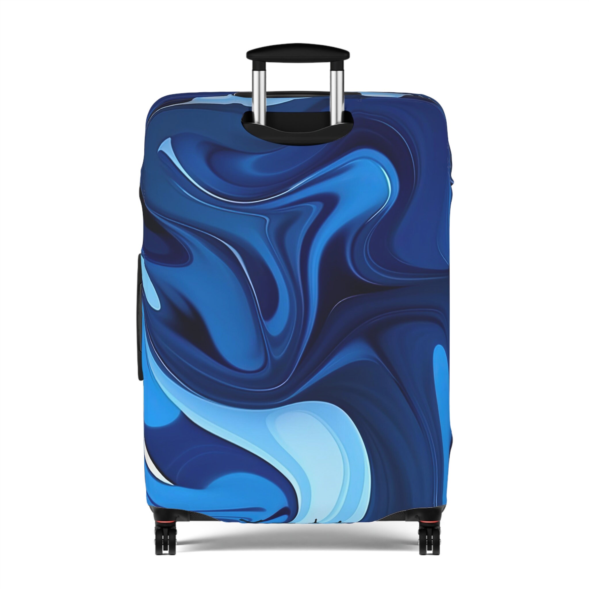 Liquid Royal Blue Luggage Cover, Modern Travel Gift, Custom Name ...