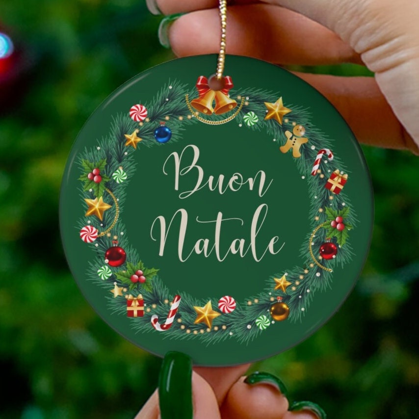 Buon Natale Ornament, Italian Christmas Tree Baubles, Ceramic Ornament ...