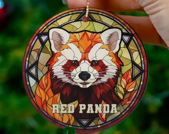Red Panda Face Ornament Lesser Panda Engraved Black Cherry Wood ...