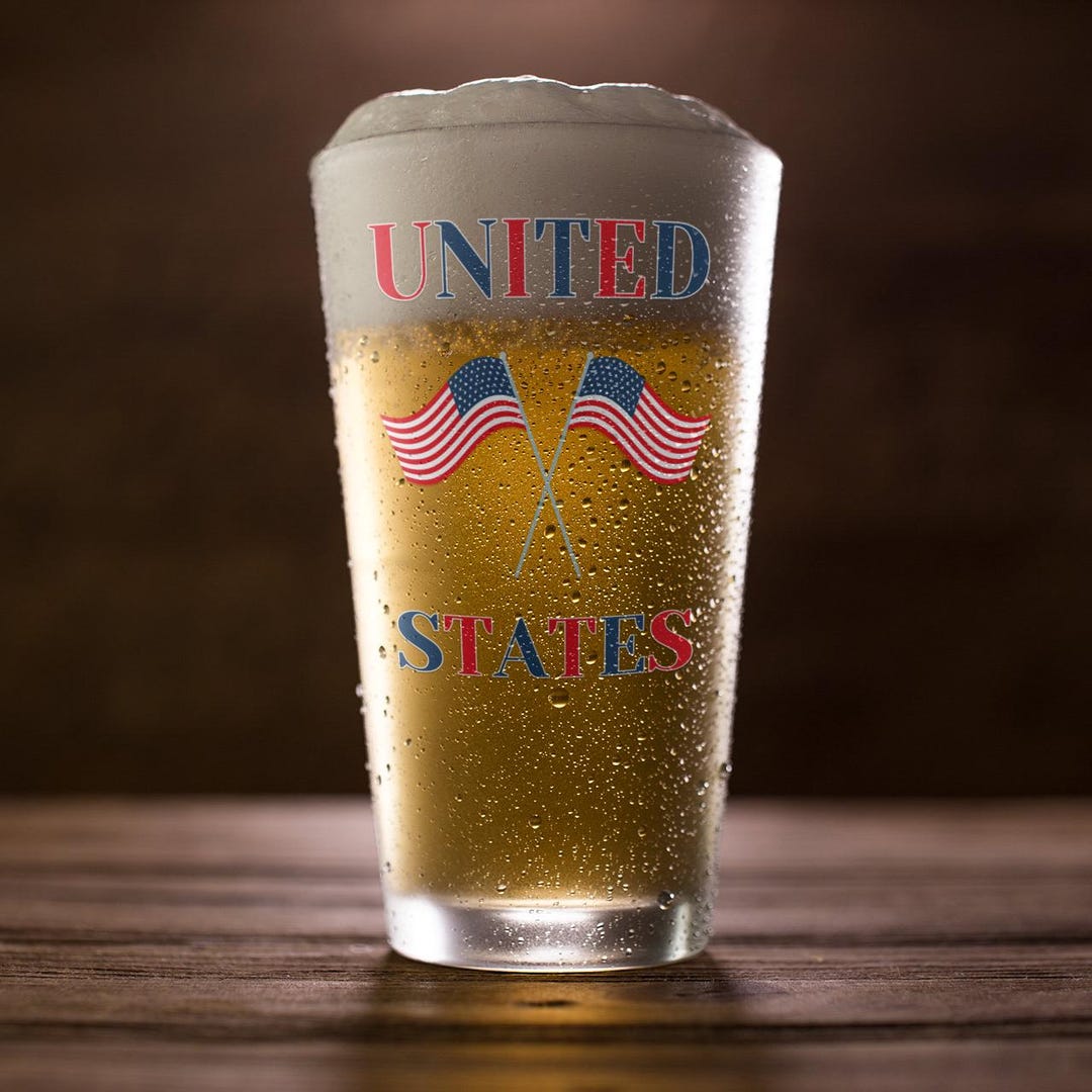 United States Pint Glass, 16oz Glassware, American Flag USA Souvenir ...
