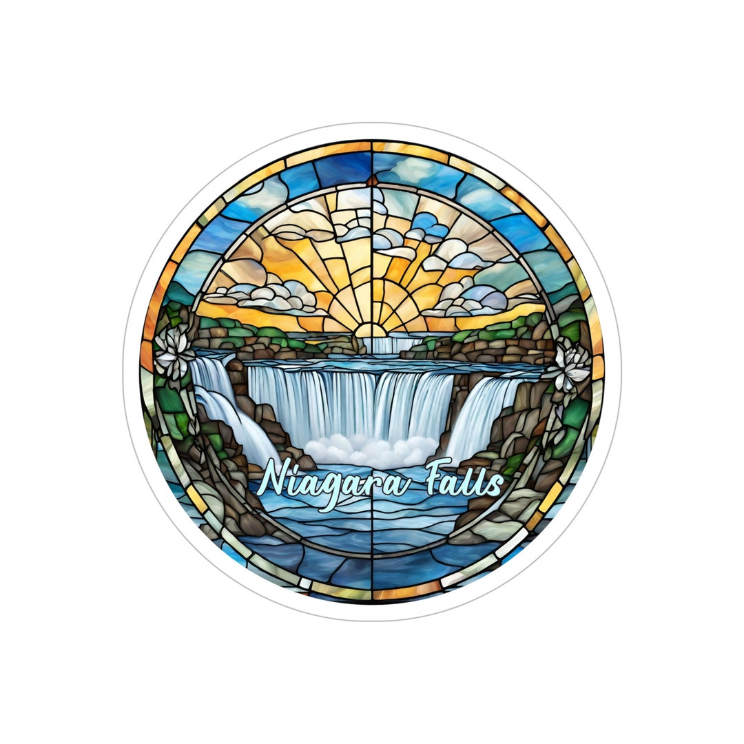 Niagara Falls Sticker, Travel Gift, Faux Stained Glass New York State ...