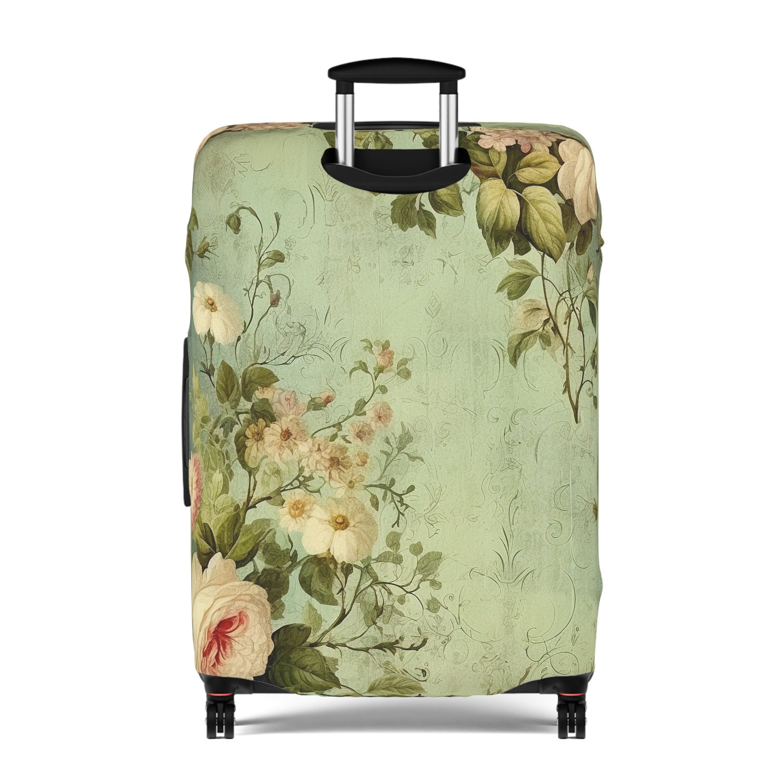 Vintage Style Botanical Rose Luggage Cover, Pretty Peach Pink Floral ...