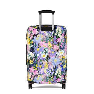Colorful Daisy Wildflower Luggage Cover, Travel Gift, Pink Blue Yellow ...
