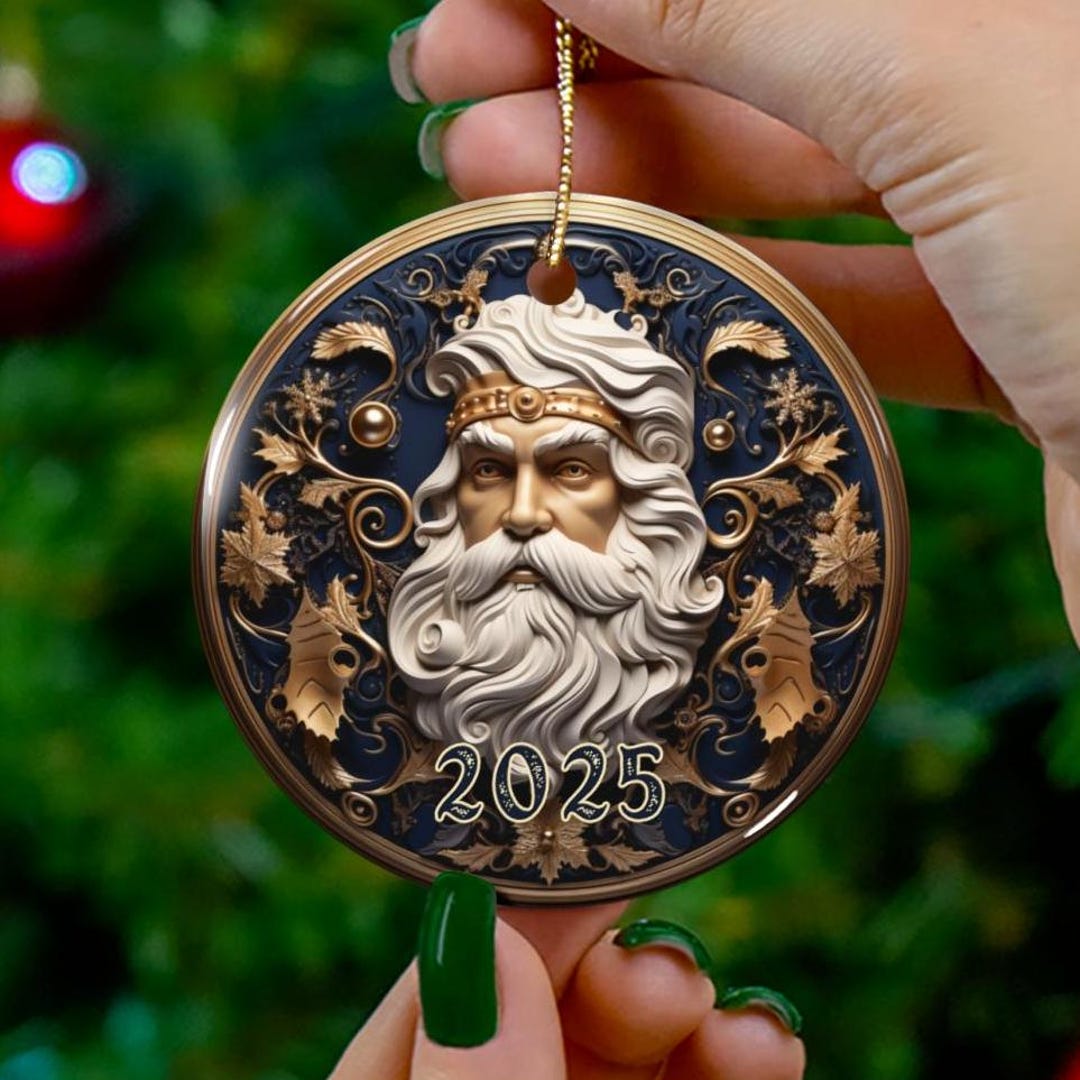 2025 Christmas Ornament, Golden Father Christmas Santa Tree Ornament ...