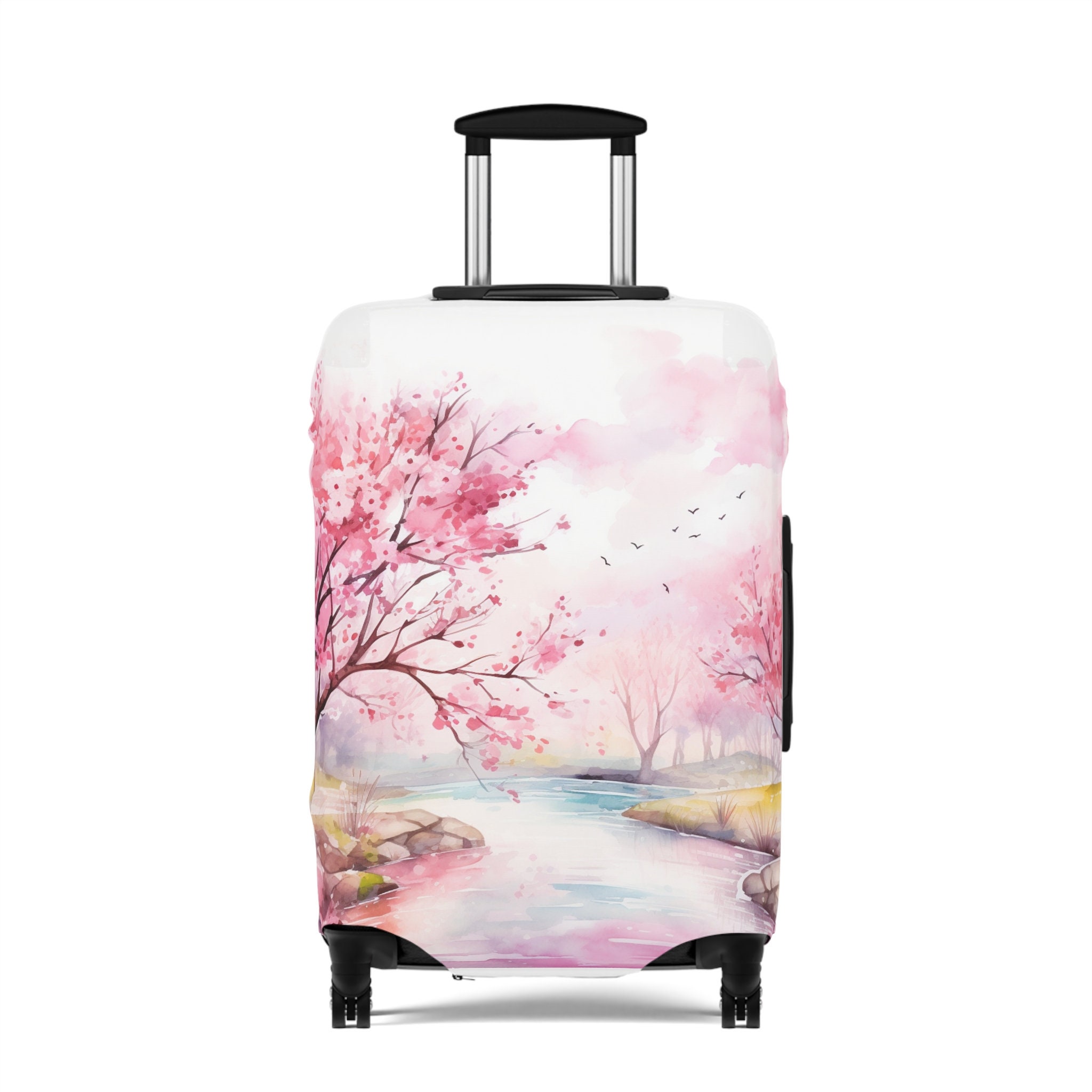 Beautiful Cherry Blossom Luggage Cover, Travel Gift, Spring Watercolor ...