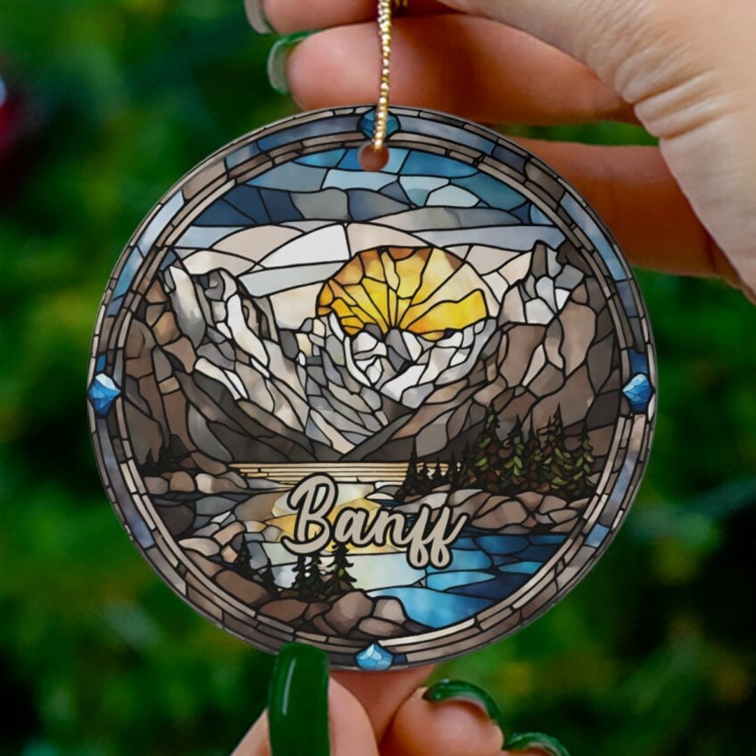 Banff Ornament, Faux Stained Glass Ornament, Canada National Park Gift ...