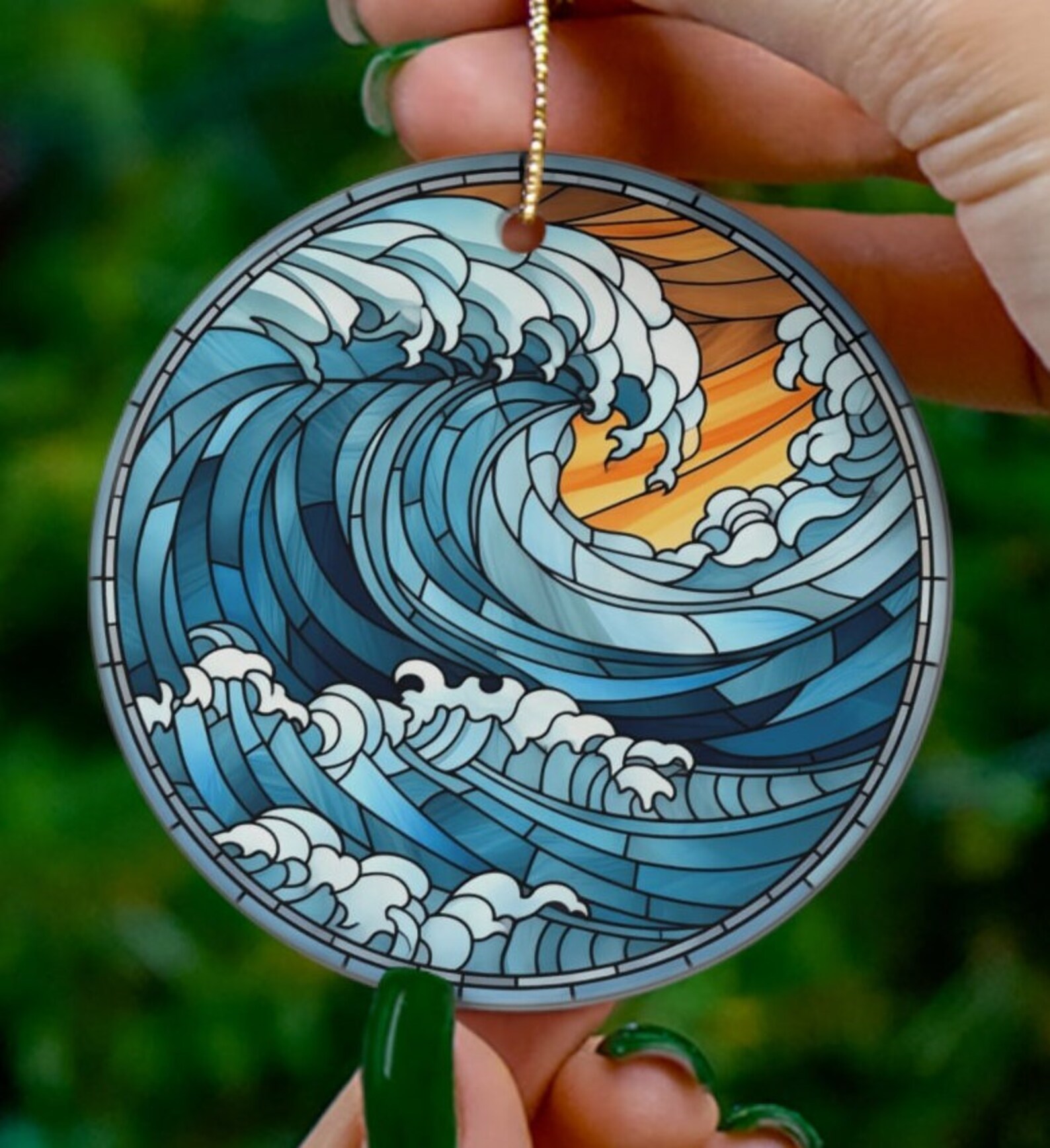 Great Wave Ornament, Christmas Tree Ornament, Holiday Ornament, Faux ...