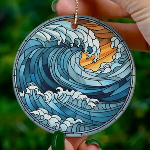 Great Wave Ornament, Christmas Tree Ornament, Holiday Ornament, Faux ...