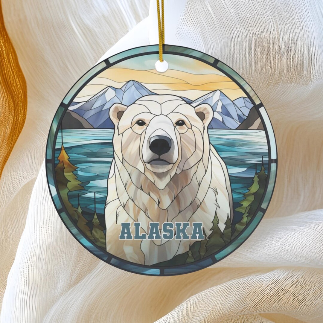 Alaska Ornament, Faux Stained Glass Ornament, Holiday Gift Idea ...