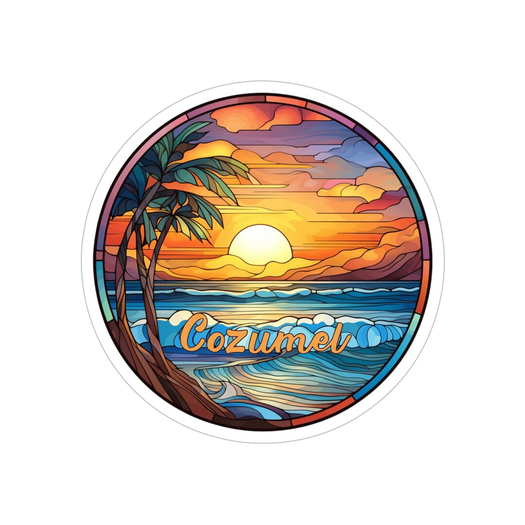 Cozumel Sticker, Travel Gift, Faux Stained Glass Mexico Vacation ...