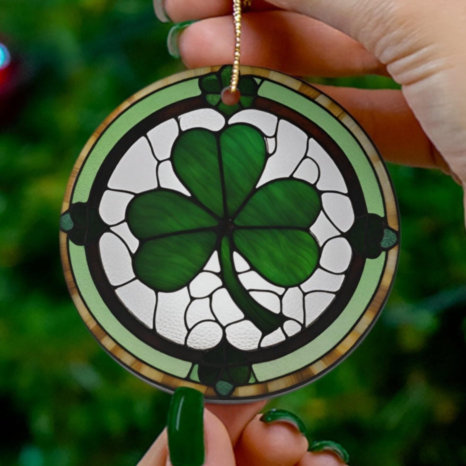 Irish Shamrock Ornament, Faux Stained Glass Ornament, Holiday Gift Idea ...