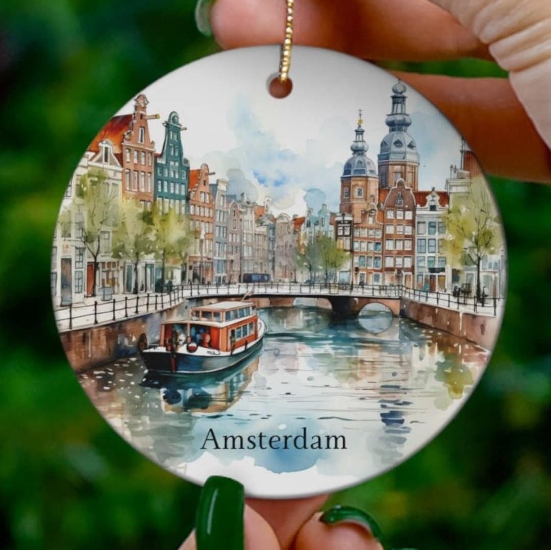 Amsterdam Ornament, Beautiful Watercolor Netherlands Ornament, Travel ...