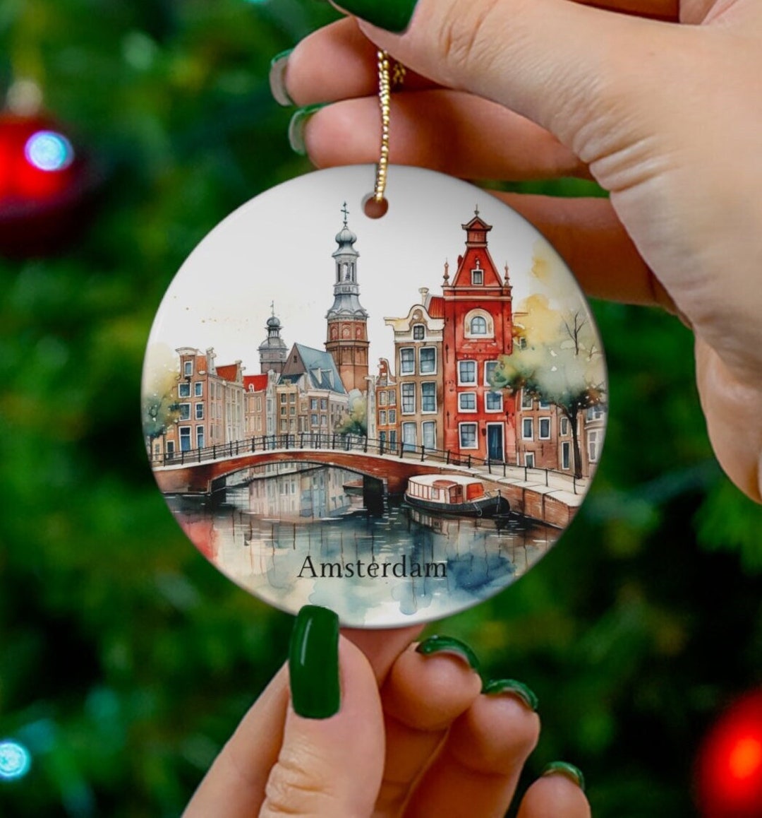 Amsterdam Ornament, Beautiful Watercolor Netherlands Ornament, Travel ...