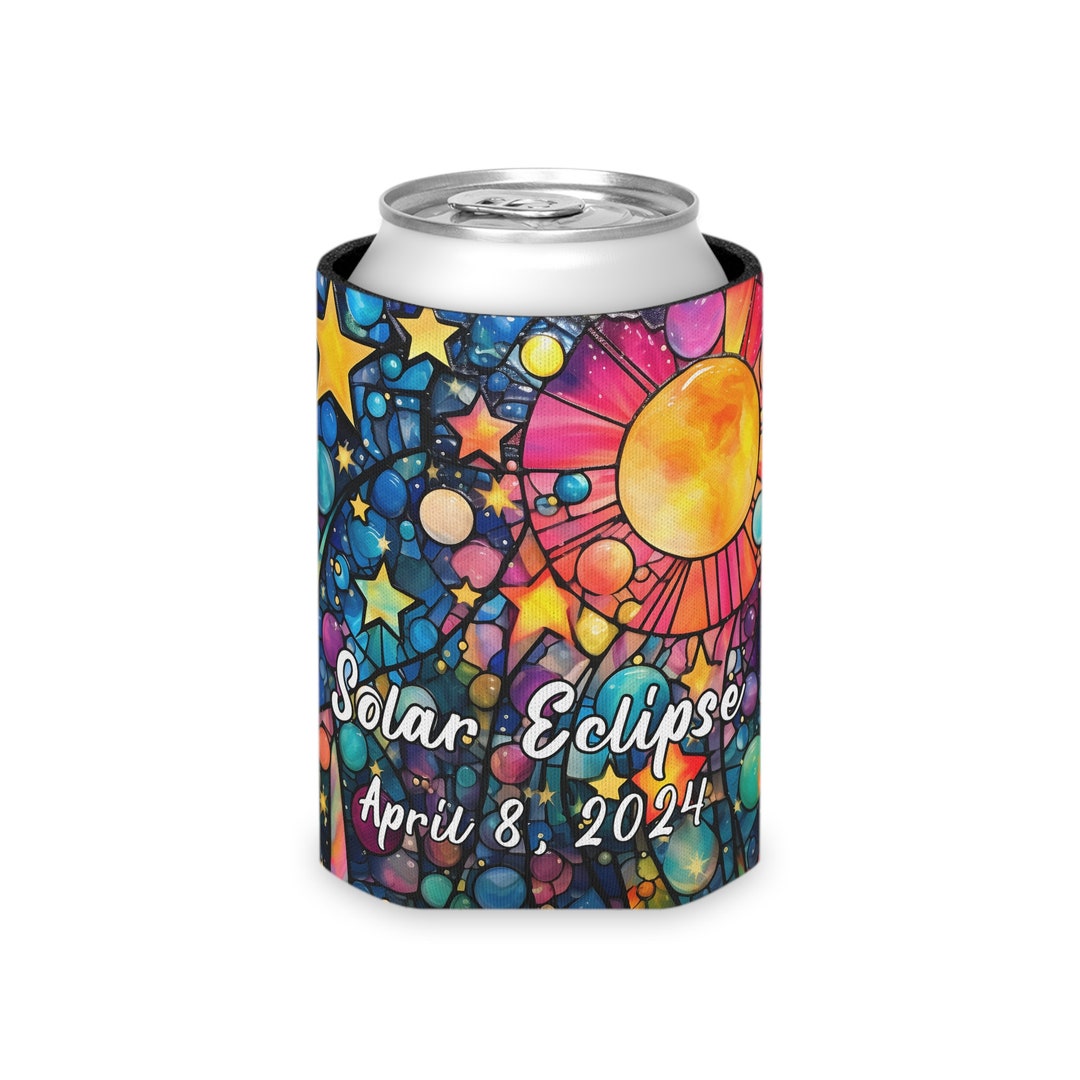 Front Back Custom Total Solar Eclipse Can Cooler, Faux Stained Glass ...