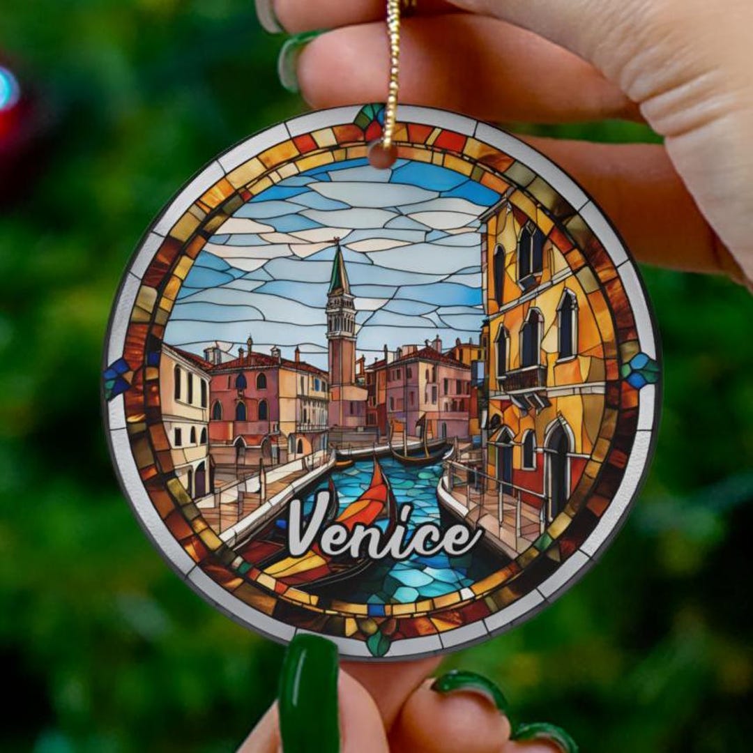 Venice Ornament, Faux Stained Glass Ornament, Italy Travel Gift, Family ...