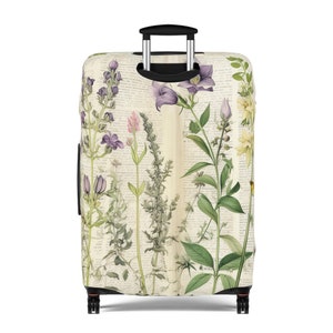 Botanical Garden Wildflower Luggage Cover, Vintage Style Herb Garden ...