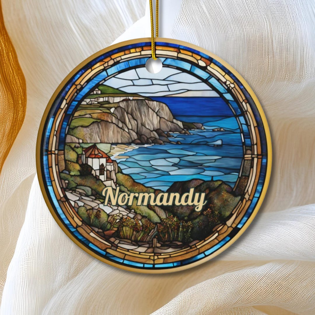 Normandy Beach Ornament, France Christmas Tree Ornament, Holiday ...