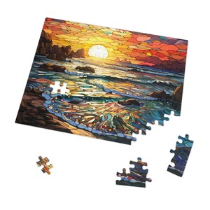 Rocky Beach Puzzle, Faux Stained Glass, Jigsaw Puzzle 30, 110, 252 ...