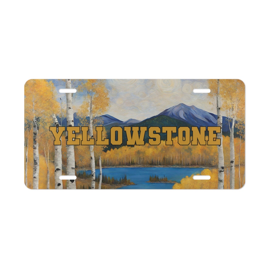 Yellowstone Vanity Plate, National Park Gift, Travel Gift, Large Metal ...