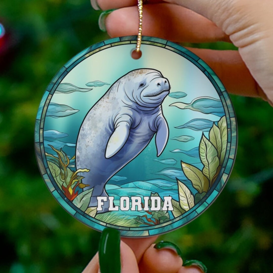 Florida Ornament, Faux Stained Glass Ornament, Holiday Gift Idea ...