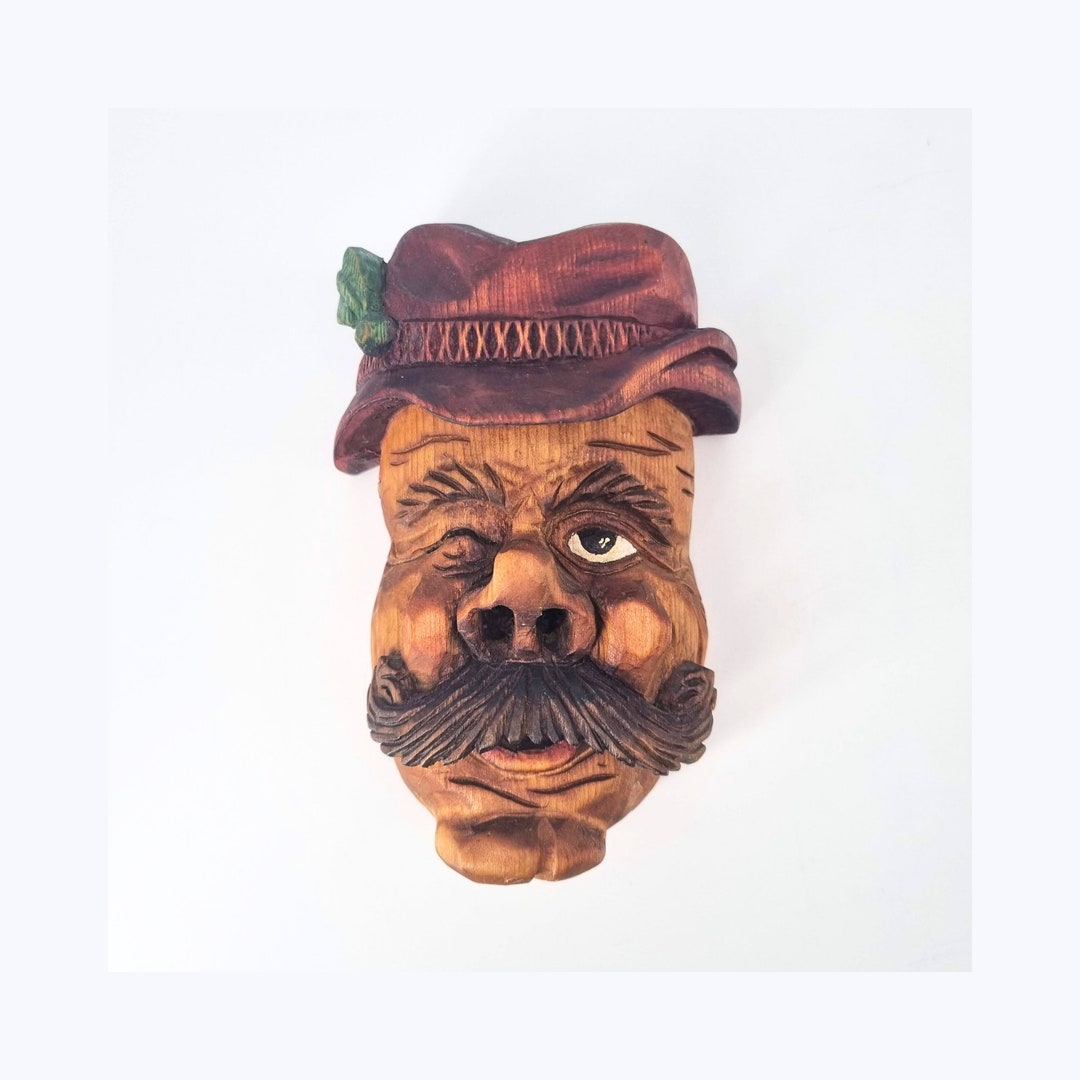 Swiss Carnival Wall Mask, Hunter Mask, Wooden Porch Decor, 18 Cm X 12.5 ...