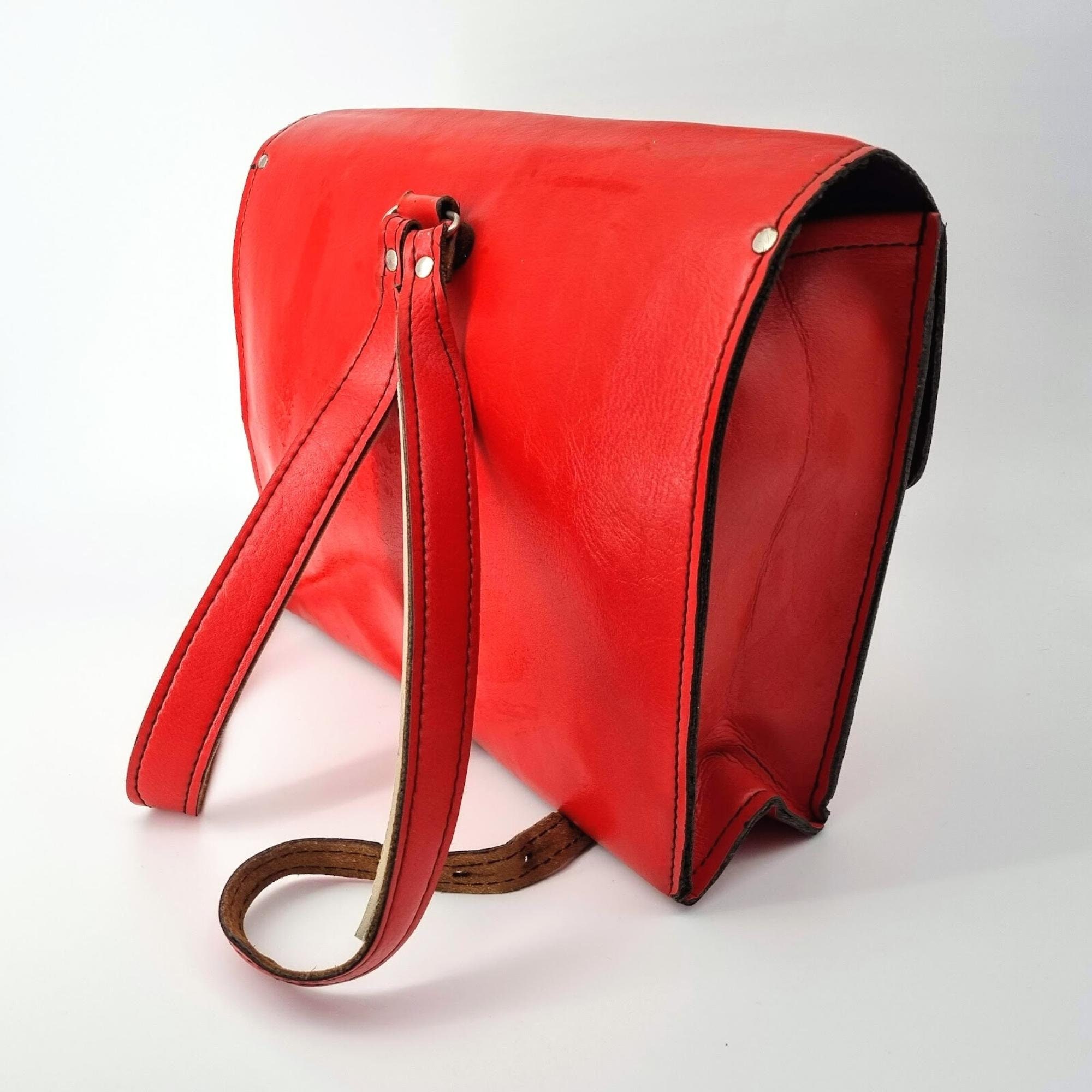 1980s Swiss Vintage Satchel, Leather School Bag With Straps, Funky ...