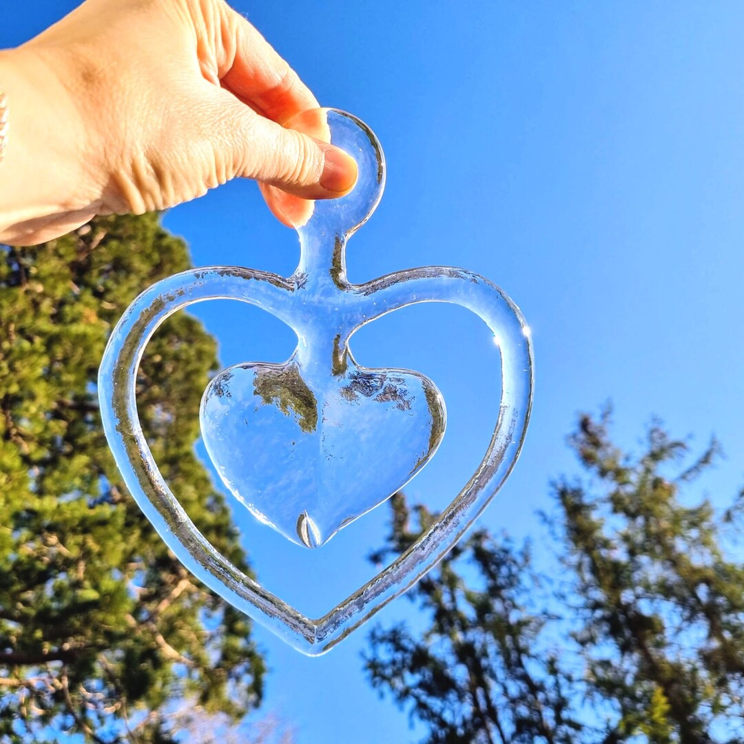 Kosta Boda Heart Suncatcher, Heart Shaped Sun Catcher, Hand Poured ...