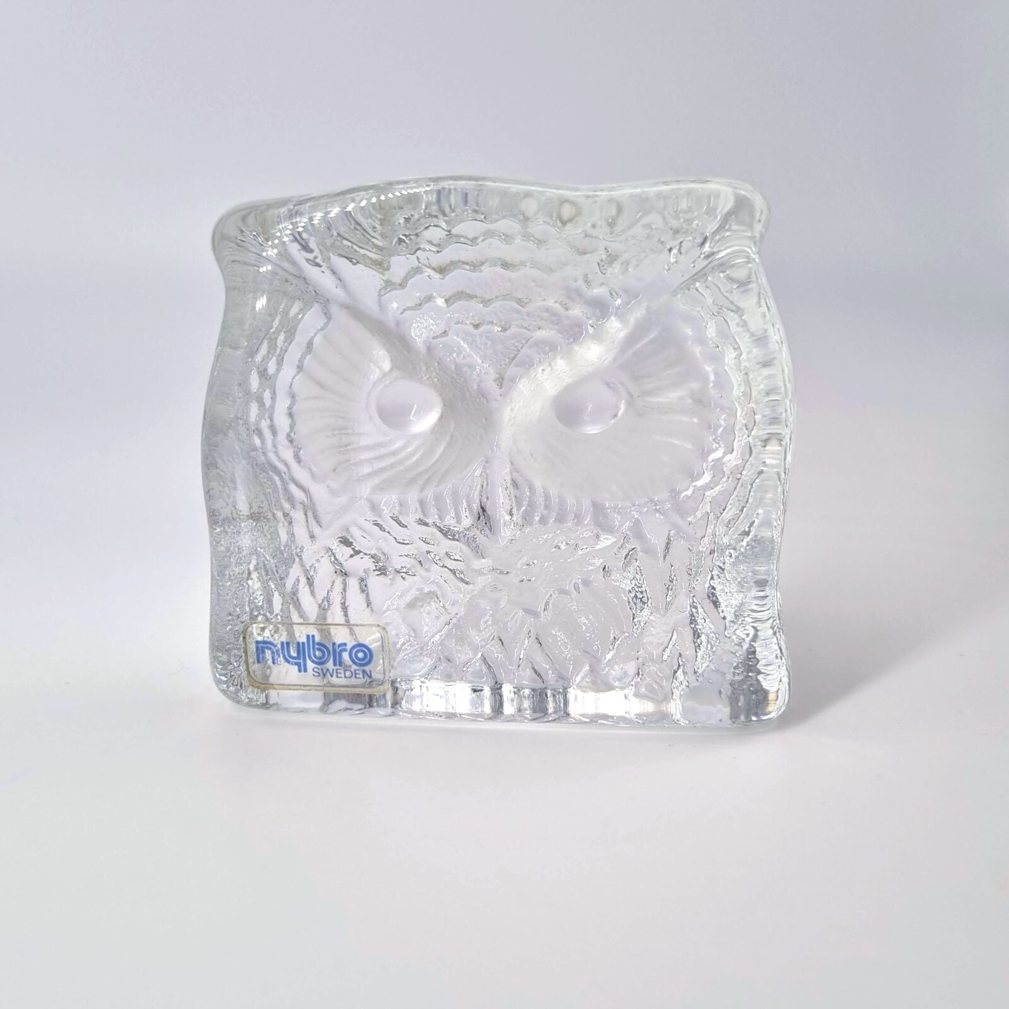 1985 Nybro Glass Owl Paperweight, Owl Figurine, Nybro Sweden, Bookshelf ...