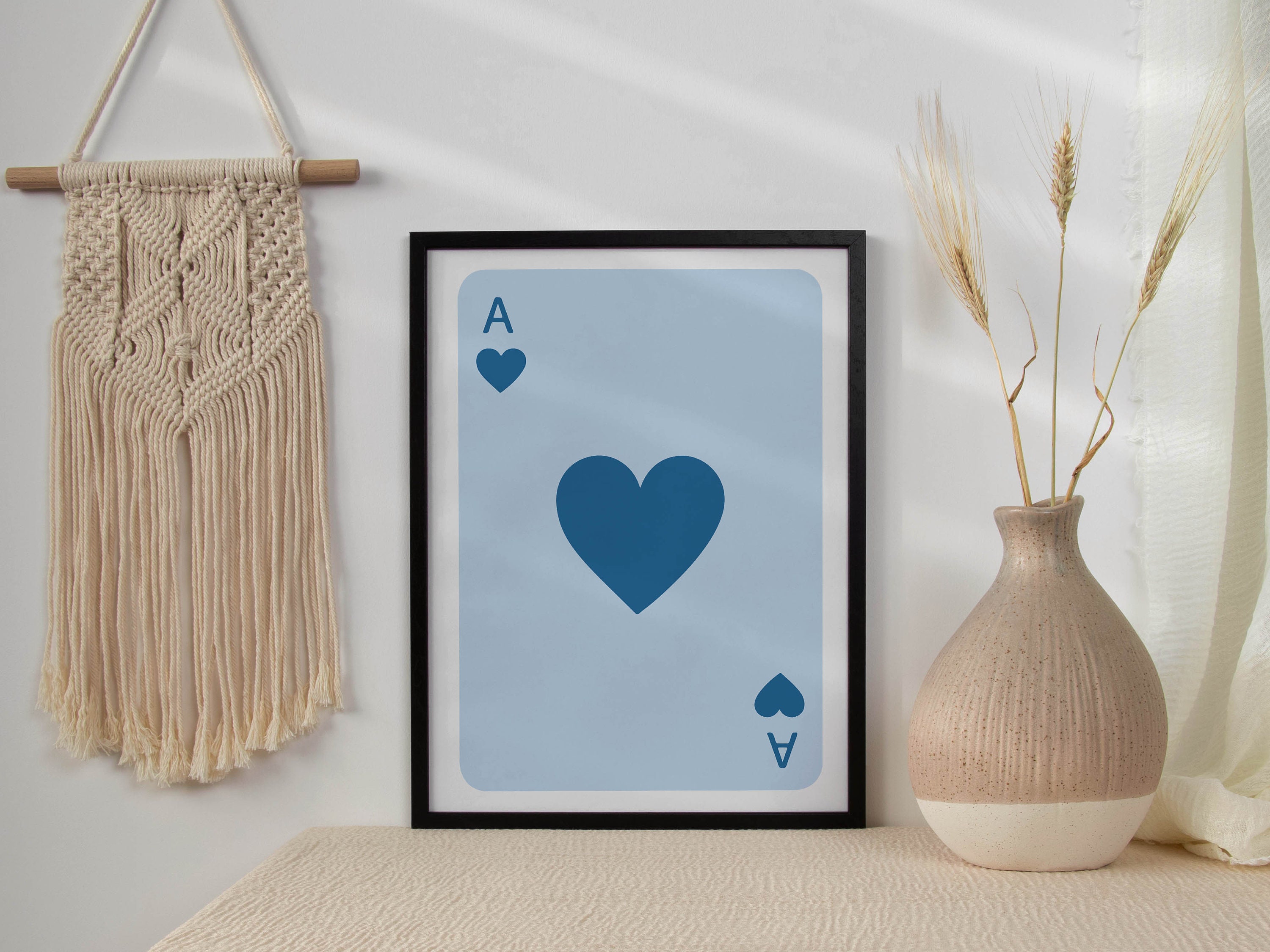 SET OF 4 Ace Card, BLUE Playing Card Poster, Trendy Wall Art, Fun ...