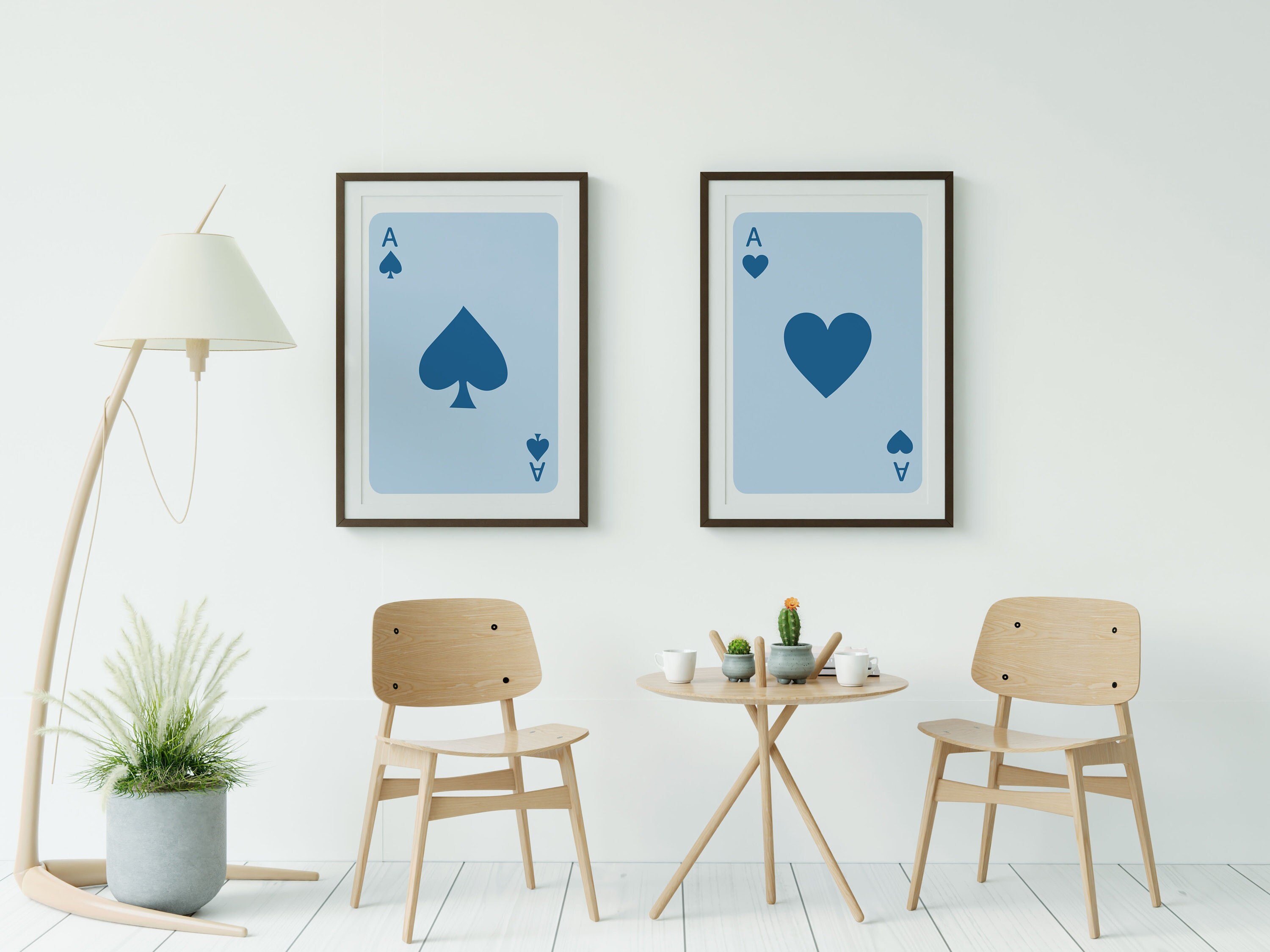 SET OF 4 Ace Card, BLUE Playing Card Poster, Trendy Wall Art, Fun ...