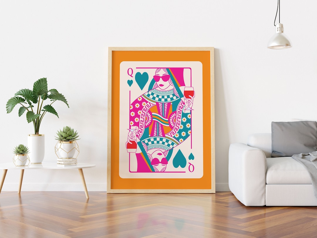 Queen of Hearts Playing Card Maximalist Wall Art Print Lucky You ...