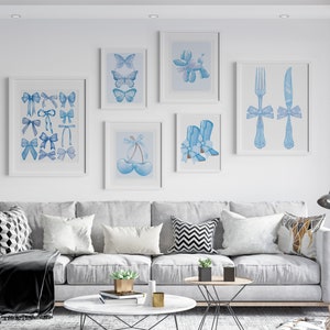 Trendy Blue Bows Set of 12 Wall Art Preppy Coquette Room Decor Bow ...