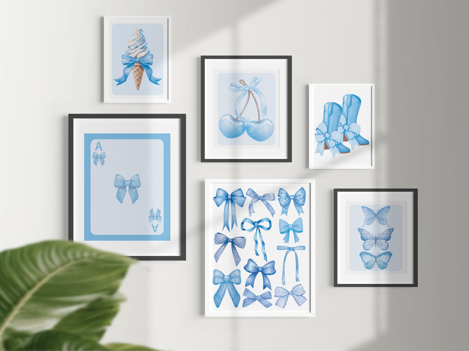 Trendy Blue Bows Set of 12 Wall Art Preppy Coquette Room Decor Bow ...