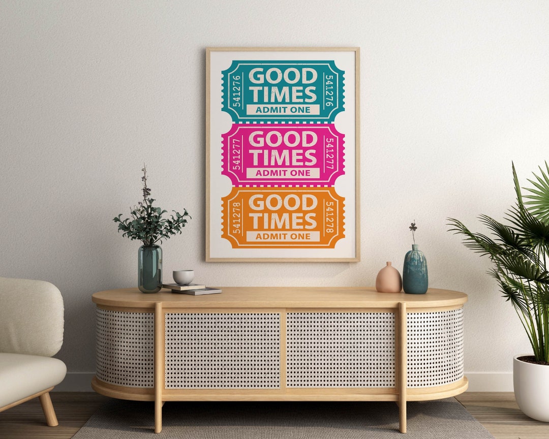 Good Times Ticket Maximalist Wall Art Print Dopamine Decor Poster ...