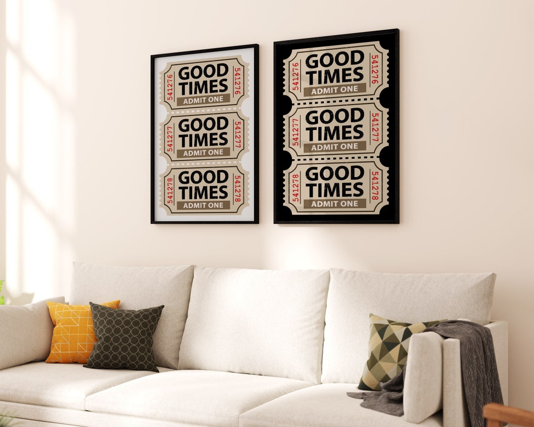 Set of 4 Retro Good Times Ticket Print Trendy Wall Art Bar Cart Prints ...