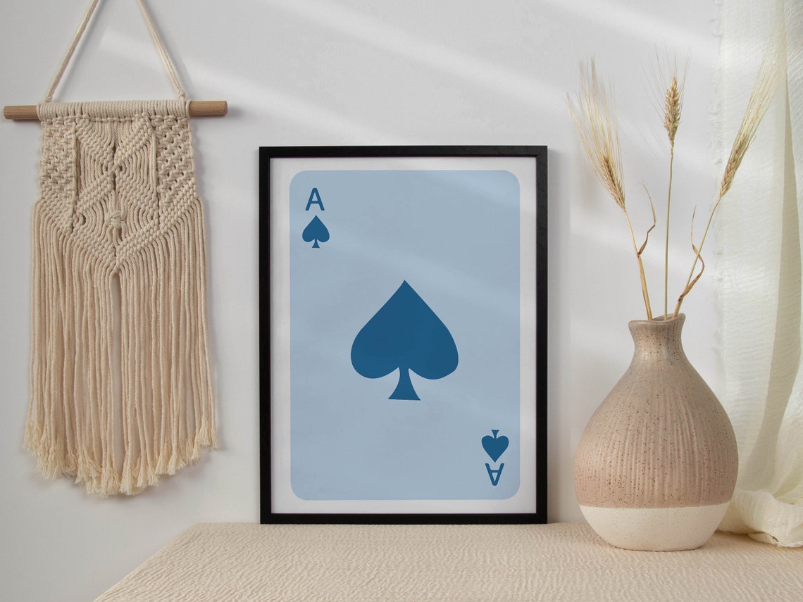 SET OF 4 Ace Card BLUE Playing Card Poster Trendy Wall Art - Etsy
