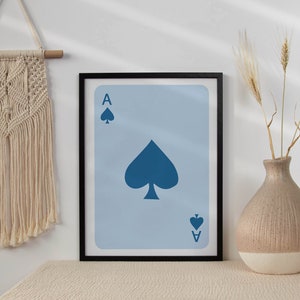 SET OF 4 Ace Card, BLUE Playing Card Poster, Trendy Wall Art, Fun ...