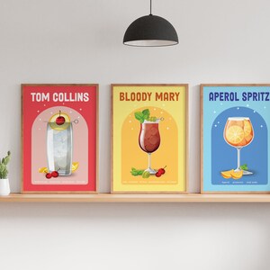 Cocktail Print Set of 15, Alcohol Prints, Colorful Bar Cart Gallery ...